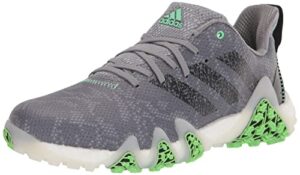 adidas men's codechaos 22 spikeless golf shoes, grey three/core black/beam green, 10.5