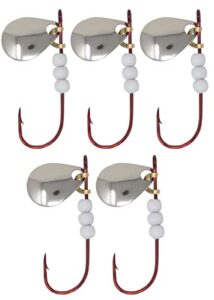 tooth shield tackle ice fishing deadstick charmer hook tip-up rig / tip down hook rig walleye crappie perch jig [red white] 5 pack (hook size: 4)