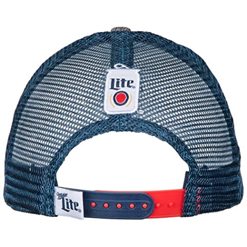 Miller Lite Patriotic Beer Can Trucker Snapback Hat, Grey, One Size