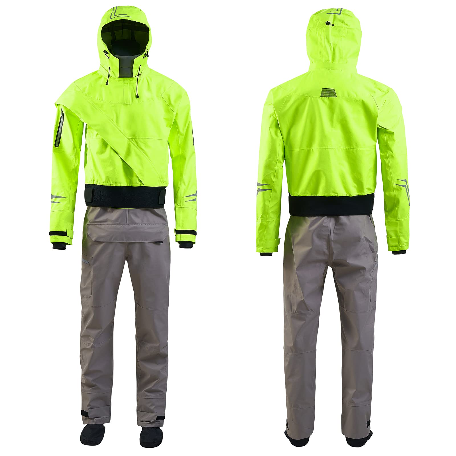 Dry Suits for Men in Cold Water Kayaking,Demanding Whitewater Paddling with Hooded,Green (Green, M)