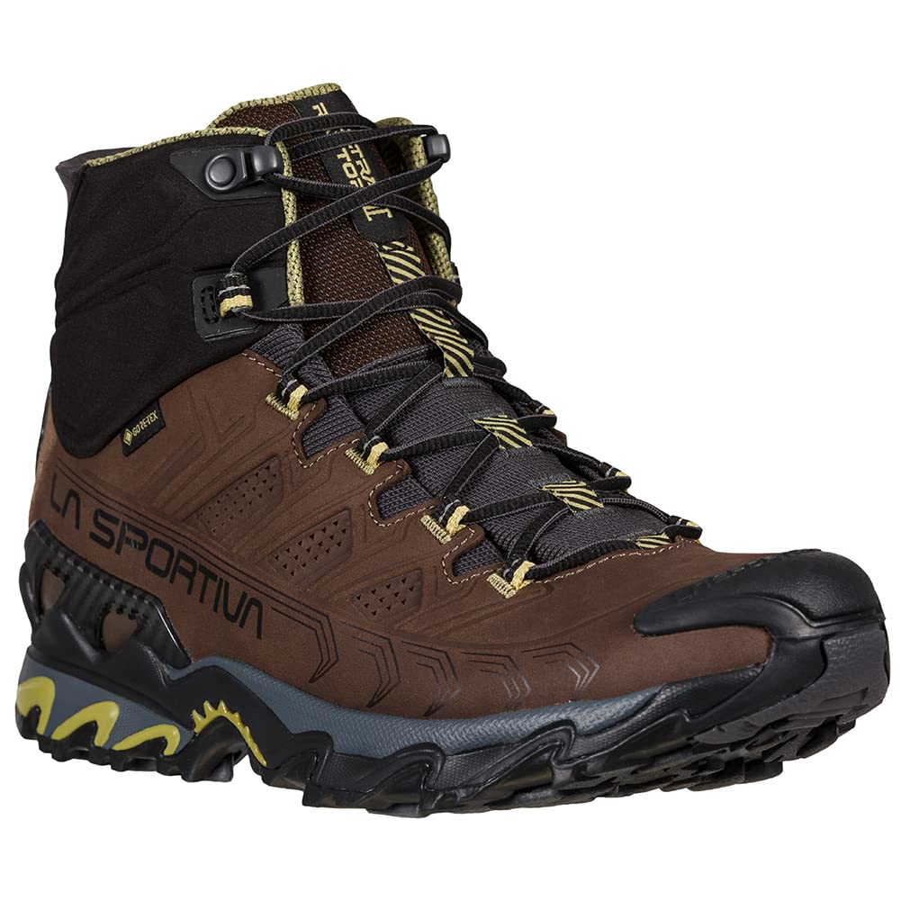 La Sportiva Mens Ultra Raptor II Mid Leather GTX Waterproof Hiking Boots, Chocolate/Cedar, 12.5