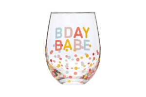 pearhead bday babe wine glass, birthday party favor, birthday party accessory, birthday celebration supplies, great gift ideas for her,15 oz.