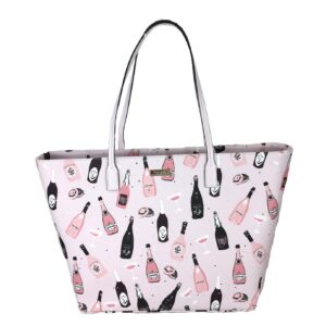 kate spade pop fizz champagne print margareta tote bag, pink