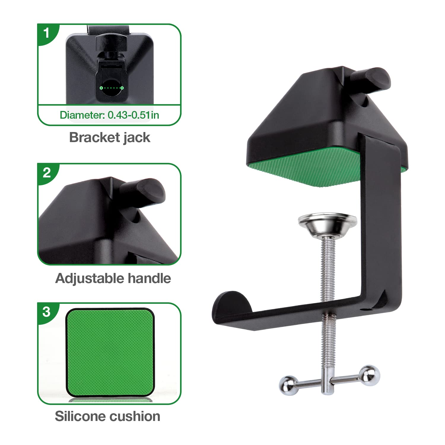 Heavy-Duty Metal Table Mount Clamp, Desk Table Mount C Clamp For Microphone Mic Suspension Boom Scissor Arm with Adjustable Screw, Fits up to 2.48 inches/6.2cm Desktop Thickness by SUNMON