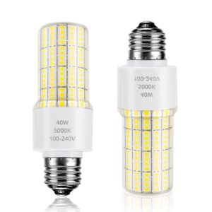 zp a19 led light bulb 300w equivalent 40w bulbs 5000 lumen 5000k cool daylight white e26/e27 base waterproof lighting for outdoor indoor garage warehouse corn green, 2 count (pack of 1)