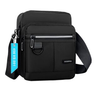 small men's waterproof messenger bag - ideal crossbody sling purse handbag for work - casual black shoulder bag