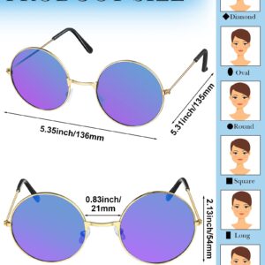 Weewooday 30 Pairs Round Hippie Sunglasses Retro Colored Hippie Glasses 60s 70s Trendy Sunglasses Metal Frame Circle Glasses Reflective Lens Sunglasses for Women Men, Multicolored