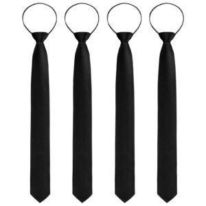 xinnun 4 pieces zipper ties for men adjustable men's neckties zip on tie for men zipper skinny necktie clip on slim tie(black)