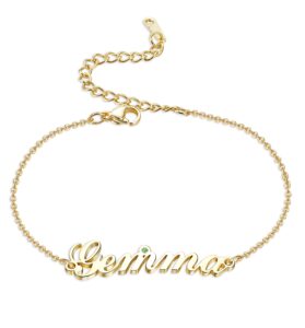 jewenova custom name bracelet 18k gold plated cuban chain figaro chain name bracelets personalized jewelry for gift for women