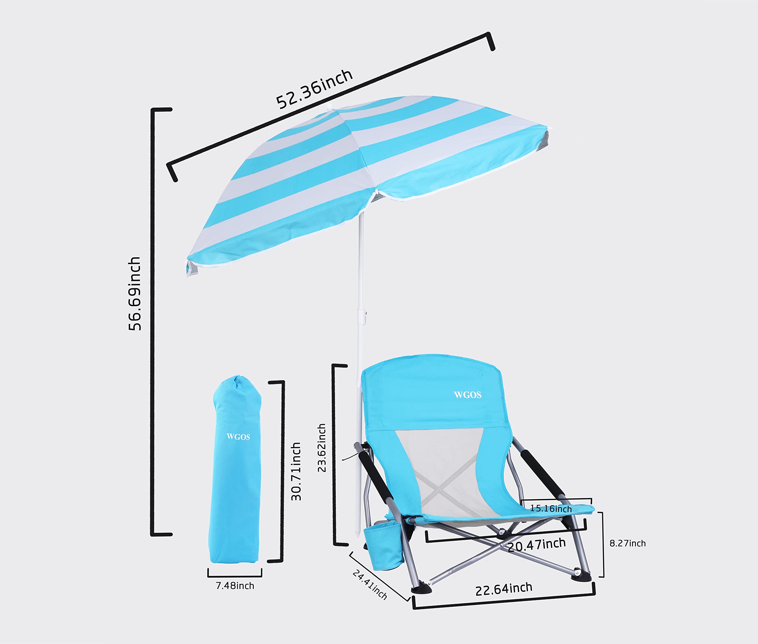 Beach Chair, Beach Chair and Umbrella, Folding Beach Chair, Beach Chairs for Adults, Low Beach Chair, Folding Chair with Umbrella, Camping Chair, Sillas De Playa (2-Pack Blue)