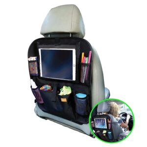 Dreambaby Backseat Car Organizer & Storage - Back Seat Protector - with 4 Mesh Pocket & Toy Pouch - Suits Tablet Screen Size up to 10.5 Inch/ 26.7cm - Black - Model L1216