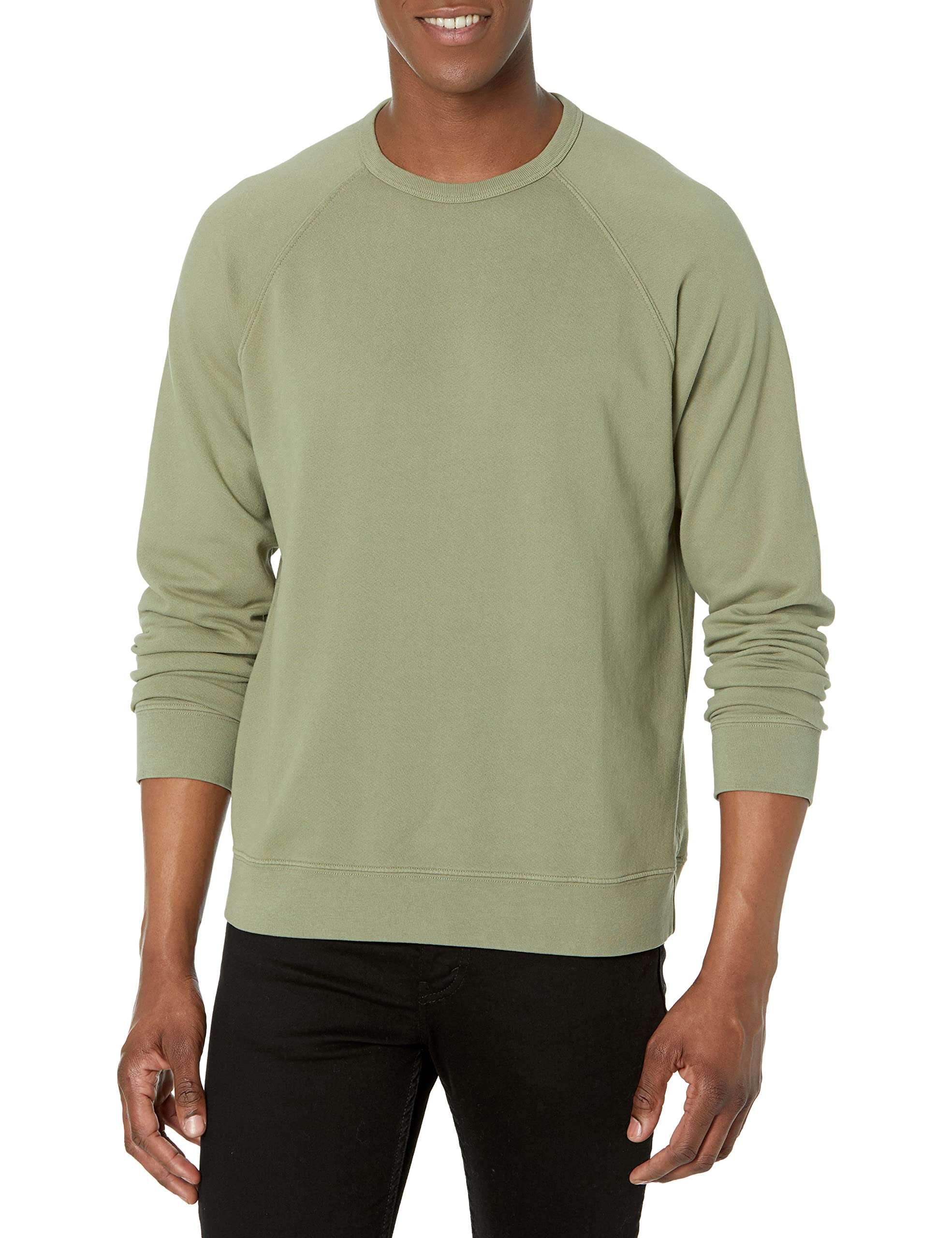 Vince Mens L/S GARMENT DYE CREW,WASHED FEATHERGRASS,LARGE