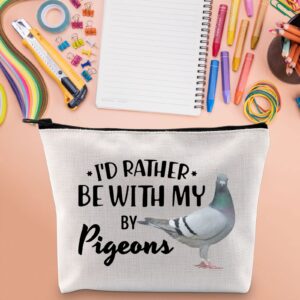 WZMPA Pigeon Themed Cosmetic Bag Pigeon Lover Gift I'd Rather Be With My Pigeons Makeup Zipper Pouch Bag Animal Lover Gift (With My Pigeons)