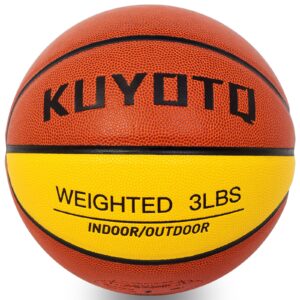 kuyotq 3lbs 29.5" weighted basketball composite indoor outdoor heavy trainer basketball for improving ball handling dribbling passing and rebounding skill (deflated, size 7)