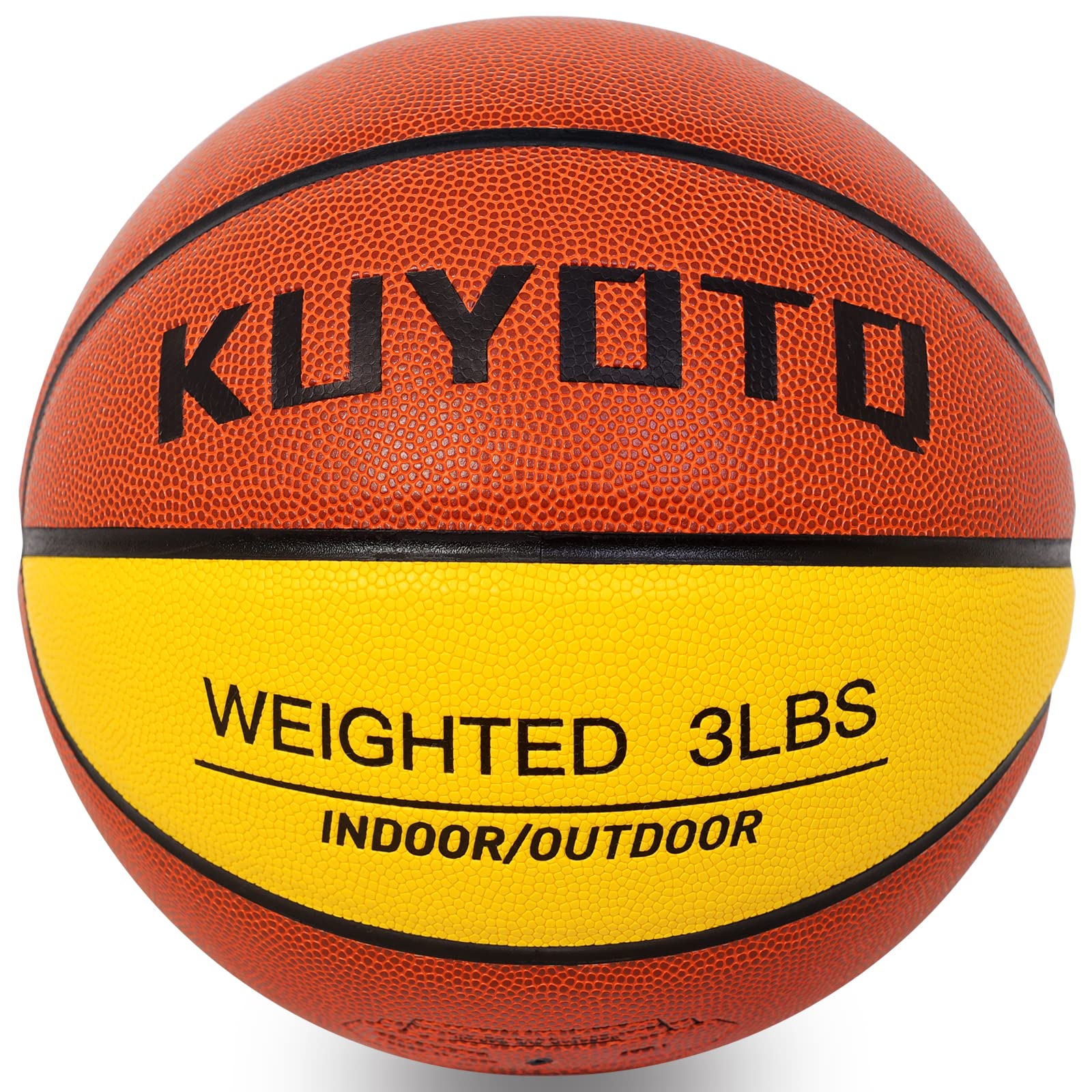 KUYOTQ 3lbs 29.5" Weighted Basketball Composite Indoor Outdoor Heavy Trainer Basketball for Improving Ball Handling Dribbling Passing and Rebounding Skill (deflated, Size 7)