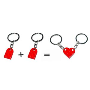 Brick Keychain Best Friend Keychain for Friendship Couple Boyfriend Girlfriend, Heart Keychain Set Valentine’s Day Birthday Key chain for Husband Wife Keychain Gift for Him Her (Red)