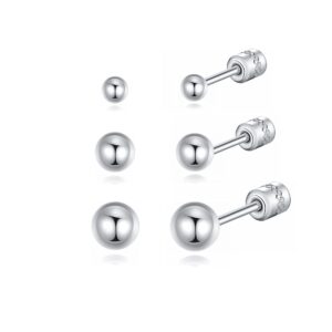 hopply screw on earring backs for women,hypoallergenic surgical steel stud earrings ball star circle simple geometric cartilage helix flat back piercing earrings