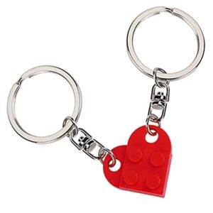 brick keychain best friend keychain for friendship couple boyfriend girlfriend, heart keychain set valentine’s day birthday key chain for husband wife keychain gift for him her (red)