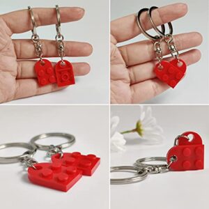 Brick Keychain Best Friend Keychain for Friendship Couple Boyfriend Girlfriend, Heart Keychain Set Valentine’s Day Birthday Key chain for Husband Wife Keychain Gift for Him Her (Red)