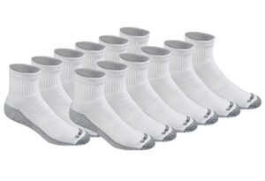 dickies men's big & tall dri-tech moisture control quarter socks, available in m-xxl (6, 18, white (12 pairs), xx-large