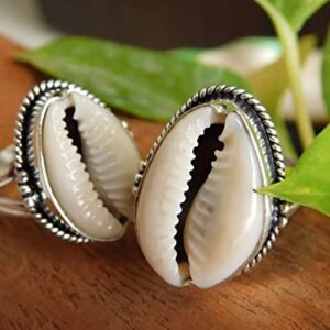 Natural Cowrie shell ring, Beach Shell Ring Shell Ring For Women, Summer Ring gypsy ethnic boho style shell handmade jewelry, codi ring for friend, (6)