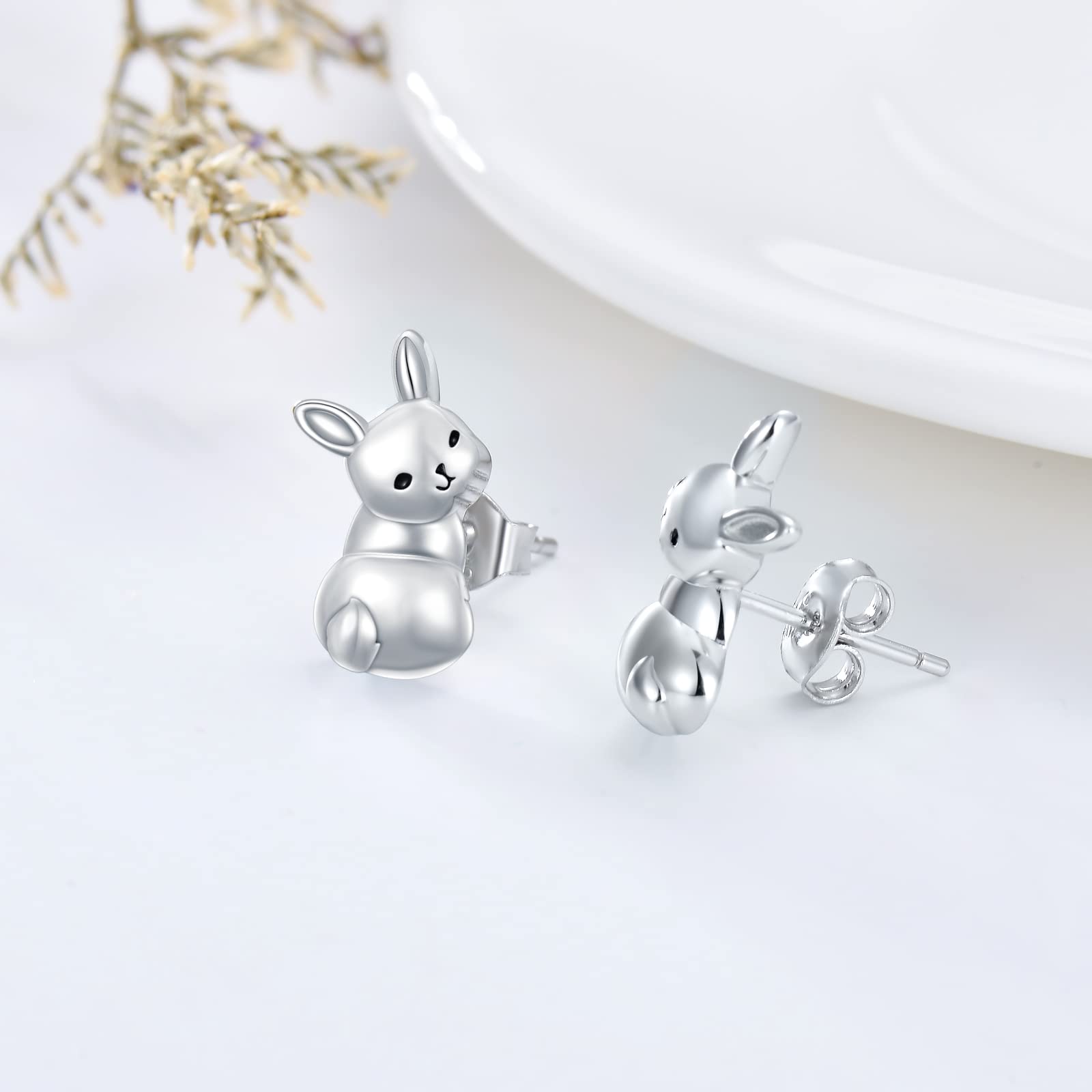 PELOVNY Rabbit Stud Earrings Sterling Silver Hypoallergenic Easter Bunny Earrings Jewelry Gifts for Women Teen