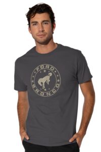 ford bronco vintage star bronco shirts for men, short sleeve t shirt, officially licensed (2x-large) charcoal