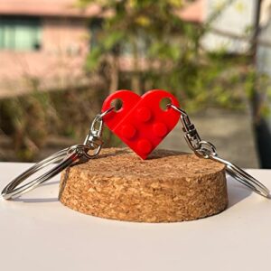 Brick Keychain Best Friend Keychain for Friendship Couple Boyfriend Girlfriend, Heart Keychain Set Valentine’s Day Birthday Key chain for Husband Wife Keychain Gift for Him Her (Red)