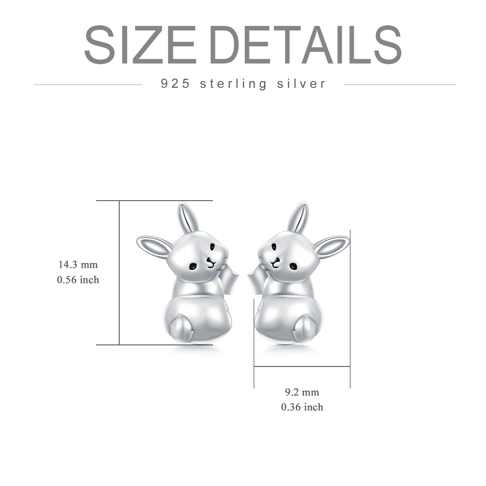 PELOVNY Rabbit Stud Earrings Sterling Silver Hypoallergenic Easter Bunny Earrings Jewelry Gifts for Women Teen