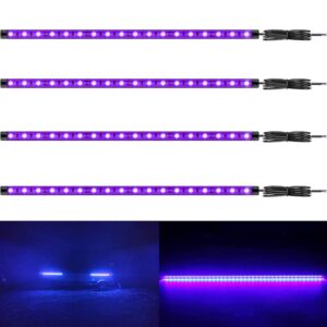 vbakor 12v marine boat ultra violet uv black light led lights strip, night fishing lights, 5050 led ip67 waterproof uv led strip for fishing pontoon kayak yacht sailboat (4 pcs 20'')