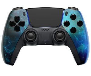 moddedzone original custom un-modded wireless controller for playstation 5 controller/compatible with ps5 controller (blue nebula)