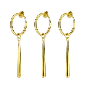 xhbts one piece zoro earrings - gold clip on anime cosplay earrings for anime lovers 3 set with mini cloth and mini box(clip on)