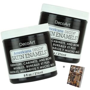 decoart americana decor satin enamels - 2 pack 8 oz classic black acrylic paint set for wall decor, kitchen decor, home decor wall art - diy projects & home design furniture paint set with e-book