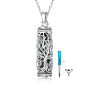 toupop tree of life urn necklace for ashes for women 925 sterling silver cremation jewelry for ashes for men keepsake memorial jewelry gifts ash necklace w/funnel filler