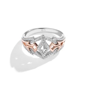 jewelili star wars™ fine jewelry ahsoka tano™ women's ring 1/4 ct.tw. diamonds, sterling silver and 10k rose gold