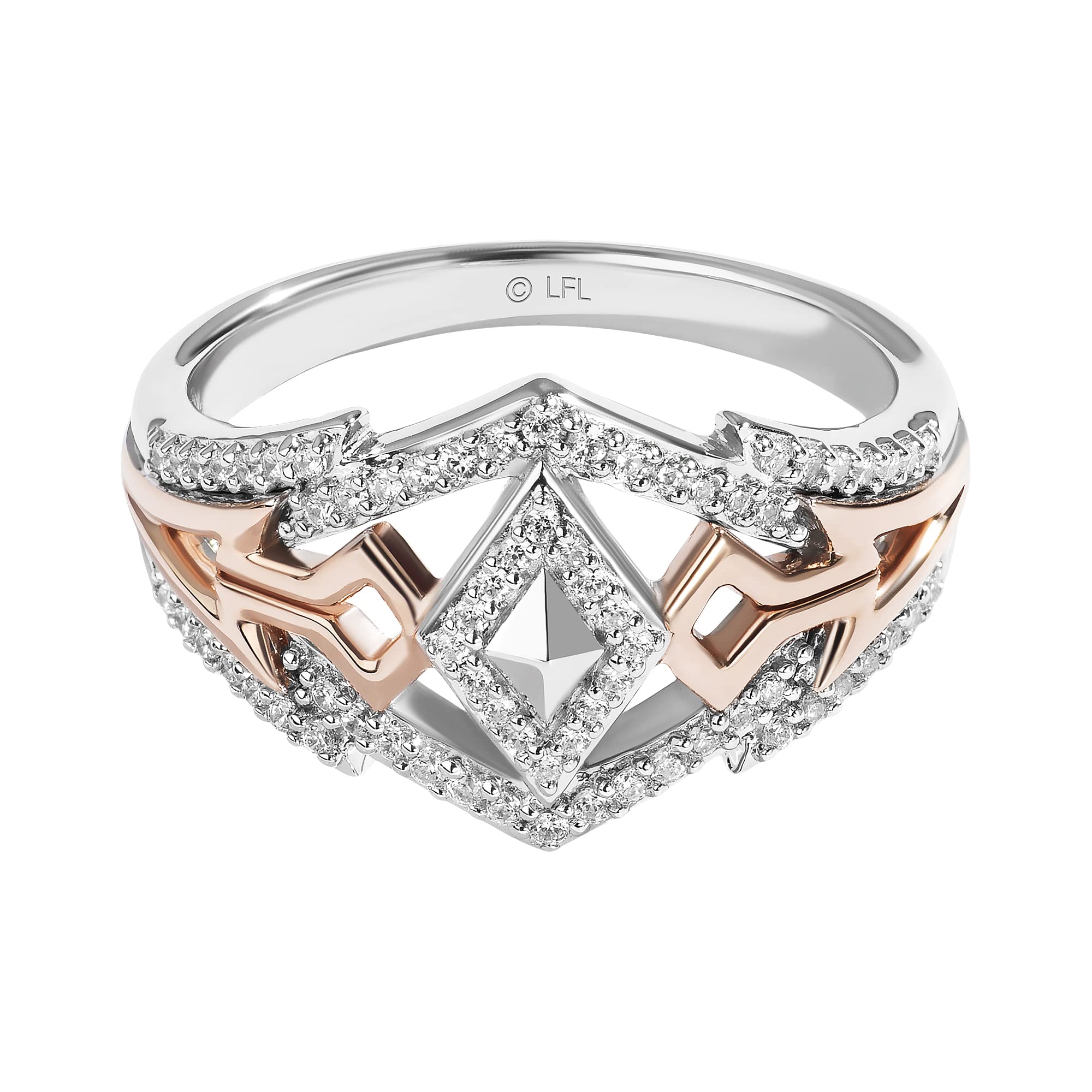 Jewelili Star Wars™ Fine Jewelry Ahsoka Tano™ Women's Ring 1/4 Ct.Tw. Diamonds, Sterling Silver and 10K Rose Gold