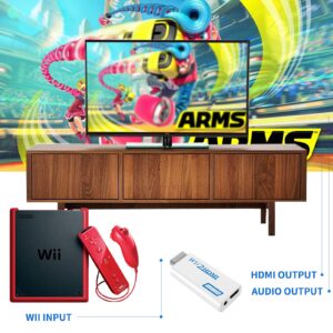 YAFIYGI Wii Hdmi Converter Adapter Connect 1080p 720p Output Video 3.5mm Audio Compatible with Nintendo Wii Wii U HDTV Monitor Supports All Wii Display Modes