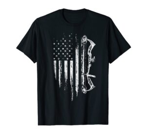 american flag bowhunting bow archery gift for deer hunter t-shirt