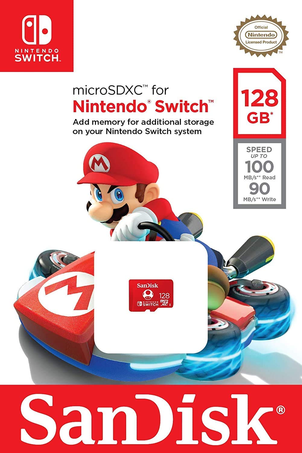 (1 Pack) SanDisk 128GB MicroSD Nintendo Switch MicroSDHC Memory Card for Switch & Switch Lite SDSQXAO-128G Bundle with (1) GoRAM Plastic Case