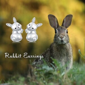 PELOVNY Rabbit Stud Earrings Sterling Silver Hypoallergenic Easter Bunny Earrings Jewelry Gifts for Women Teen