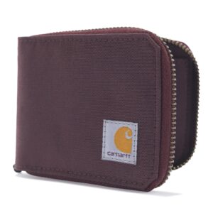 Carhartt Canvas Zip, Durable Zippered Wallets for Men, Nylon Duck (Deep Wine), One Size