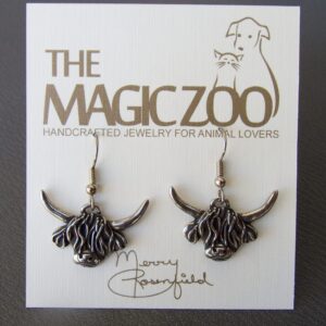 The Magic Zoo Pewter Highland Cow Earrings - Handcrafted Highland Cow Jewelry for Women- Highlander Cow Earrings