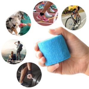 Gondiane 9 Pack 2" x 5 Yards Self Adhesive Bandage Wrap Self Stick Wrap for Ankle, Wrist, Finger, Sports, Breathable Cohesive Vet Tape for Pets (Light Blue)