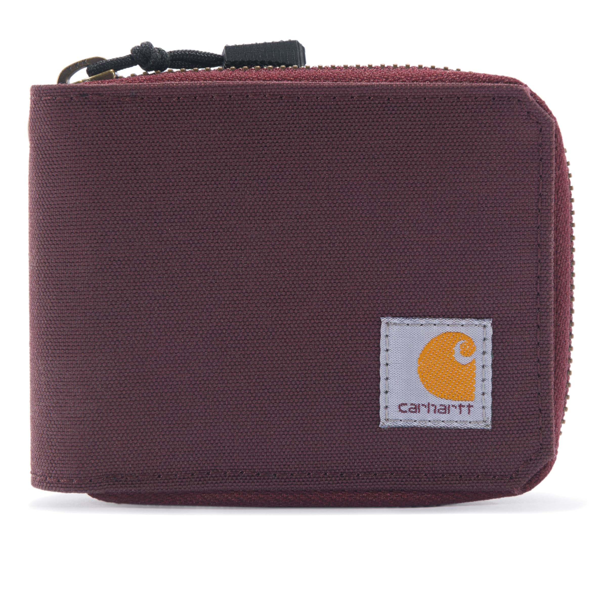 Carhartt Canvas Zip, Durable Zippered Wallets for Men, Nylon Duck (Deep Wine), One Size