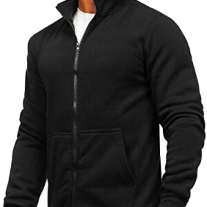 Men's Full Zip Up Active Track Jacket Zipper Mock Neck Sweatshirts Casual Long Sleeve Top with Pocket