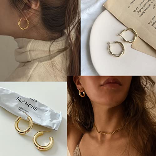 32 Pairs Gold Hoop Earrings Set for Women, Fashion Chain Link Hoop Stud Drop Dangle Earrings Boho Statement Hypoallergenic Earrings for Christmas Jewelry Gift