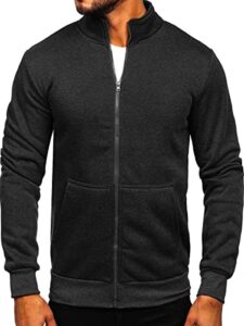 men's full zip up active track jacket zipper mock neck sweatshirts casual long sleeve top with pocket