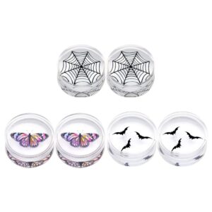 cooear 1 set ear gauges double flared plugs acrylic tunnels saddle expanders insect earrings stretchers 0g to 30mm.