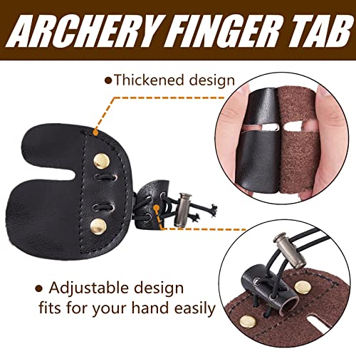 Huntingdoor Archery Armguard Finger Tab Set Arm Guards Leather Finger Guard Protective Gear for Recurve Bow and Longbow Hunting Shooting Right Hand