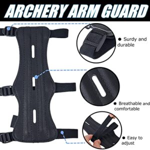 Huntingdoor Archery Armguard Finger Tab Set Arm Guards Leather Finger Guard Protective Gear for Recurve Bow and Longbow Hunting Shooting Right Hand